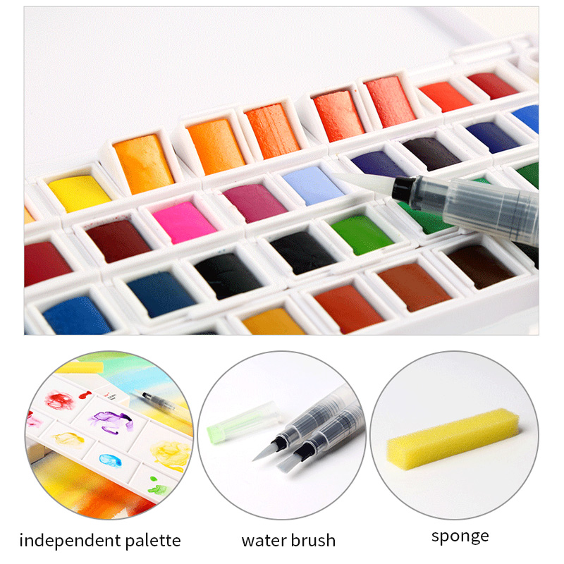 Bright Colors Portable Solid Watercolor Painting Set - Shop ExMart